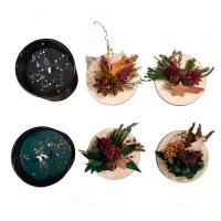 China Preserved Flower Wax Wooden Lid Christmas Scented Candle Gift Box Black Green for sale