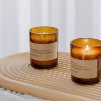 China Brown Glass Soy Wax Aromatherapy Smokeless Fragrance Ornament Gift Scented Candle for sale