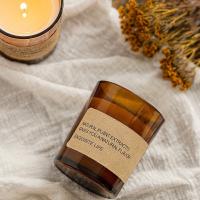 China Brown Glass Soy Wax Aromatherapy Smokeless Fragrance Ornament Gift Scented Candle for sale