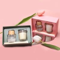China Mini Small Luxury Private Label Custom Glass Black Clear Scented Candle Jar Gift Set for sale