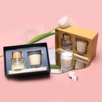 China Mini Small Luxury Private Label Custom Glass Black Clear Scented Candle Jar Gift Set for sale