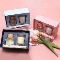China Mini Small Luxury Private Label Custom Glass Black Clear Scented Candle Jar Gift Set for sale