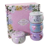 China AROMA HOME 4 pcs Hot Sales Custom Wholesale Luxury Gift Set Metal Aroma Tins Jar Dried Flowers Soy Wax Scented Candles for sale