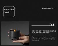 China AROMA HOME Wholesale Custom Home Decorative Black Wooden Wick Frosted Creative Ceramic Metal Lid Scented Candles for sale