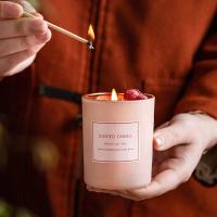 China AROMA HOME Private Label Pink Romantic Aromatherapy Luxury Dried Flower Scented Soy Wax Candles For Events Scene for sale