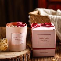 China AROMA HOME Private Label Pink Romantic Aromatherapy Luxury Dried Flower Scented Soy Wax Candles For Events Scene for sale