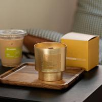 China AROMA HOME Custom Unique Private Label Wood Wick Luxury Soy Wax Gold Plated Metal Jars Candle For Valentine's Day Gift for sale