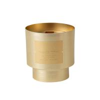 China AROMA HOME Custom Unique Private Label Wood Wick Luxury Soy Wax Gold Plated Metal Jars Candle For Valentine's Day Gift for sale