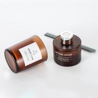 China AROMA HOME Hot-sell Oil Fragrance Glass Jar Luxury Brown Reed Diffuser Scented Candles Gift Set for sale