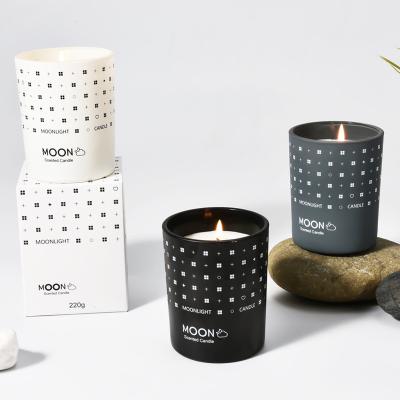 China AROMA HOME Natural Christmas Widely Used Gradient Nordic Style Soy Wax Glass Jar Scented Candle with Folding Box for sale