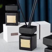 China Customize Air Freshening Home Decor Fragrance Oil Stick Black Glass Reed Diffuser for sale
