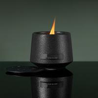 China Minimalism Style Bowl Wilderness Soy Wax Black Ceramic Candle Jars With Wooden Wick for sale