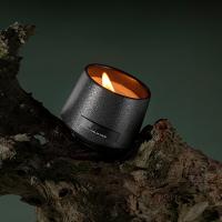China Minimalism Style Bowl Wilderness Soy Wax Black Ceramic Candle Jars With Wooden Wick for sale