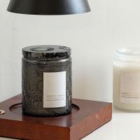 China AROMA HOME Organic Unique Embossed Glass Jar Scented Candles With Gift Box for sale
