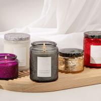 China AROMA HOME Organic Unique Embossed Glass Jar Scented Candles With Gift Box for sale