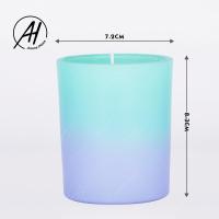 China Custom Gift Essential Oil Gradient Glass Soy Wax Candle Vessel Scented for sale