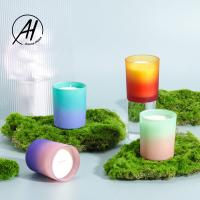 China Custom Gift Essential Oil Gradient Glass Soy Wax Candle Vessel Scented for sale