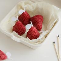 China Red Pink Strawberries Soy Wax Carved Candle Aromatic Home Scented Handmad for sale