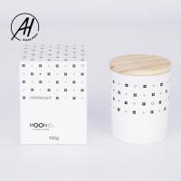China AROMA HOME Glass Jar Wood Lid Smokeless Soy Wax Candle Private Label 5.5OZ 7OZ 8OZ for sale