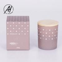 China AROMA HOME Glass Jar Wood Lid Smokeless Soy Wax Candle Private Label 5.5OZ 7OZ 8OZ for sale