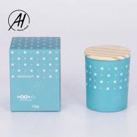China AROMA HOME Glass Jar Wood Lid Smokeless Soy Wax Candle Private Label 5.5OZ 7OZ 8OZ for sale