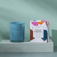 China Aroma Home Custom Screen Printing Spray Color Soy Wax Glass Scented Candle With Box for sale