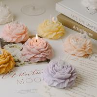 China AROMA HOME Flower Shape Peony Carving Soy Wax Candle Aromatherapy Scented Handmade for sale