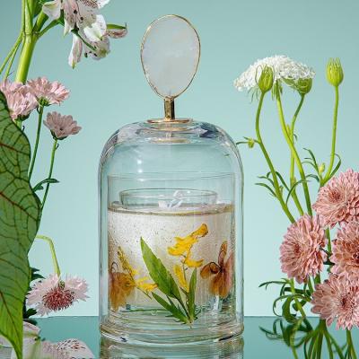 China Aromatherapy Immortal Flower Crystal Cup Healing Soy Wax Scent Candle With Cover for sale