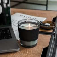China AROMA HOME Luxury Black Coffee Glass Jar Soy Wax Scented Candles for sale