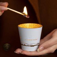 China Green White Hollow Out Silhouette Cup Jar Soy Wax Tealight Scented Candles for sale