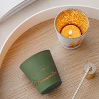 China Green White Hollow Out Silhouette Cup Jar Soy Wax Tealight Scented Candles for sale