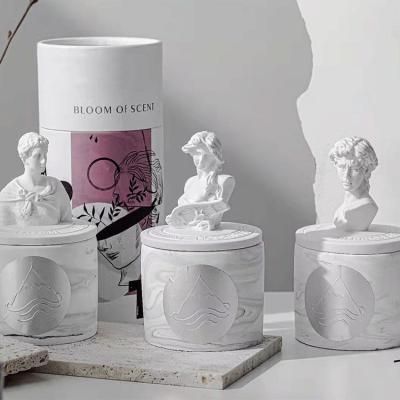 China 2023 ECO David Plaster Gypsum Sculpture Fragrance Gardenia Scented Candle for sale