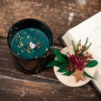 China Flower Black Green Wax Wooden Lid Christmas Scented Candle Wedding Gift Box for sale