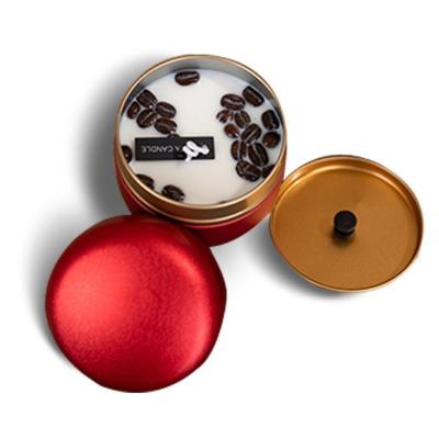 China Soy Wax Personalized Cream Coffee Bean Tin Votive Scented Candles For Event for sale
