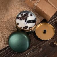 China Soy Wax Personalized Cream Coffee Bean Tin Votive Scented Candles For Event for sale
