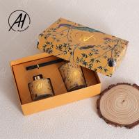 China Label Nordic Style Fireless Glass Jar Scented Candles Reed Diffuser Set With Box for sale