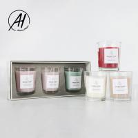 China Aromatherapy Party Mini Home Glass Jar Soy Wax Scent Candle Colorful Gift Set 5.5OZ 3PCS for sale