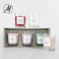 China Aromatherapy Party Mini Home Glass Jar Soy Wax Scent Candle Colorful Gift Set 5.5OZ 3PCS for sale