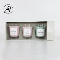 China Aromatherapy Party Mini Home Glass Jar Soy Wax Scent Candle Colorful Gift Set 5.5OZ 3PCS for sale