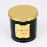 China Golden Metal Lid Black Glass Bottle Home Wax Scent Soy Candle Private Label 14OZ 400g for sale