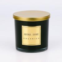 China Golden Metal Lid Black Glass Bottle Home Wax Scent Soy Candle Private Label 14OZ 400g for sale