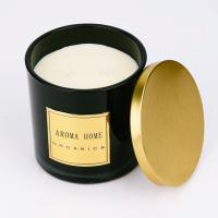 China Golden Metal Lid Black Glass Bottle Home Wax Scent Soy Candle Private Label 14OZ 400g for sale