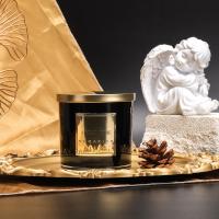 China Golden Metal Lid Black Glass Bottle Home Wax Scent Soy Candle Private Label 14OZ 400g for sale