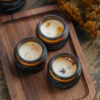 China Christmas Brown Color Soy Wax 25g Glass Jar Scented Candle With 3pcs Box for sale