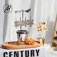 China Spinning Candle Holder Deer Rotating Candlestick Romantic Trotting Horse Lamp For Home for sale