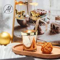 China Spinning Candle Holder Deer Rotating Candlestick Romantic Trotting Horse Lamp For Home for sale