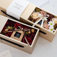 China Luxury Personalized Plant Flower Brown Glass Jar Soy Wax Scented Candle Gift Set for sale