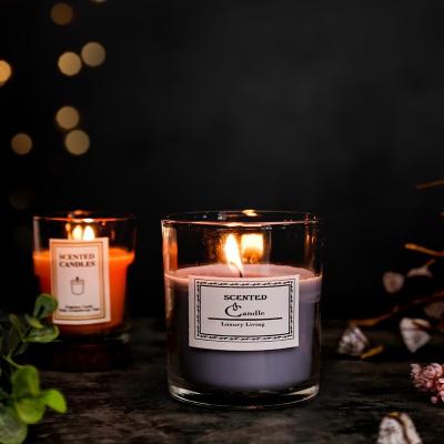 China Aromatherapy Nordic Ins Fragrance Scented Soy Wax Clear Jar Candles With Gift Box for sale