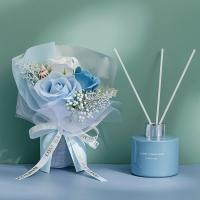 China Essential Oil Scent Stick Flower Glass Bottle Deodorant Air Freshener Reed Diffuser for sale