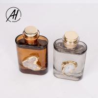 China Amber Grey Glass Bottle Crystal Fragrance Smokeless Reed Diffuser 180ML For Home for sale